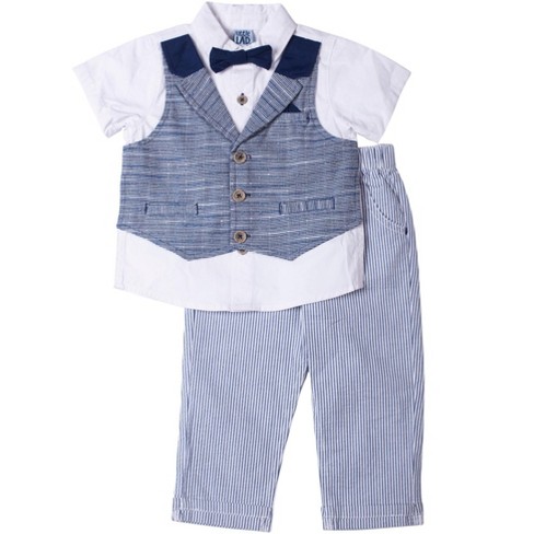 Little Lad Infant Boy's 3-piece Mock Vest Clothing Set, Blue, 3/6m : Target