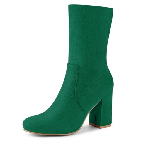 Allegra K Women's Rounded Toe Foldable Ankle Block Heel Green 7.5 : Target