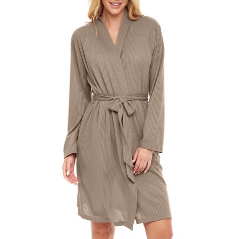 Adr Women's Ribbed Knit Wrap Robe With Pockets, Lightweight Bathrobe ...