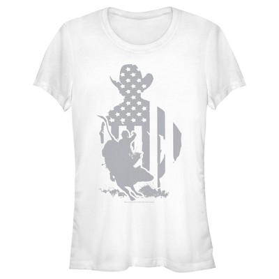 Juniors Womens Professional Bull Riders Gray Patriotic Silhouette T ...