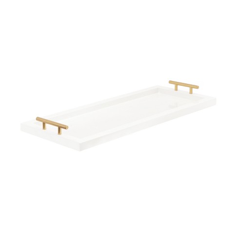 Kate And Laurel Halsey Wood Rectangle Decorative Tray, 10x24, White ...