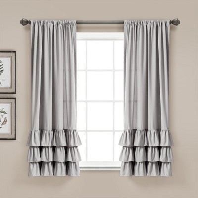 Home Boutique Allison Ruffle Window Curtain Panels Light Gray 40X63 Set ...