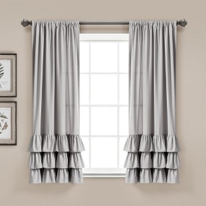 Home Boutique Allison Ruffle Window Curtain Panels Light Gray 40X63 Set ...