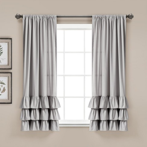 Home Boutique Allison Ruffle Window Curtain Panels Light Gray 40x63 Set ...