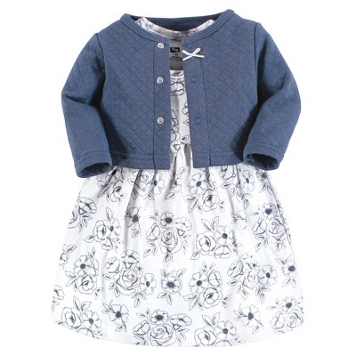 Hudson Baby Infant And Toddler Girl Quilted Cardigan And Dress, Blue ...