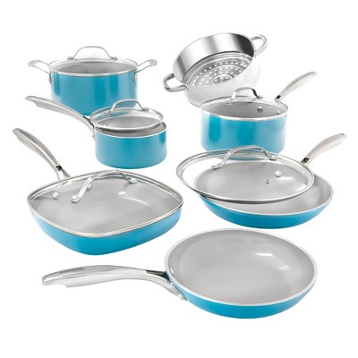 Gotham Steel Aqua Blue 12 Piece Nonstick Cookware Set : Target