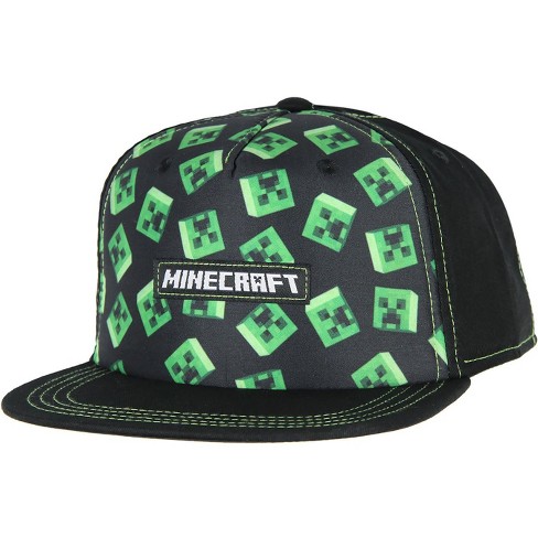 Minecraft Floating Creeper Head Design Flat Bill Youth Snapback Osfm ...