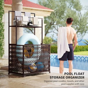 Wicker Pool Float Storage Organizer, PE Rattan Pool Float Holder ...