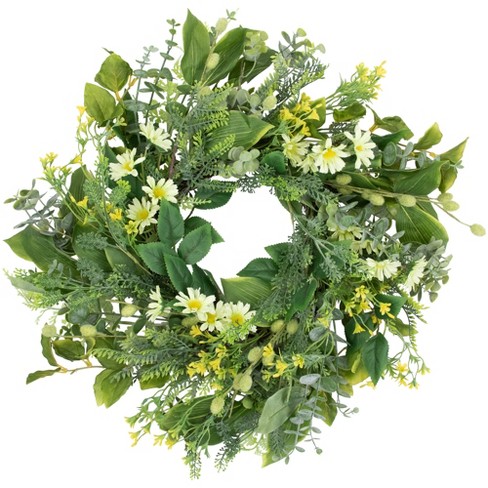 Northlight Mixed Foliage And Daisy Spring Wreath - 20" : Target