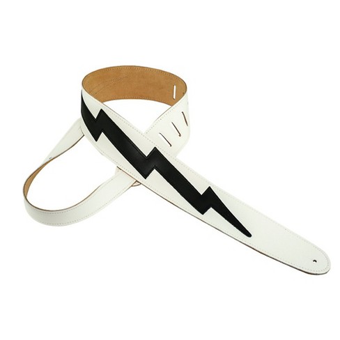 Perri's 2.5" Italian Leather Guitar Strap With Lightning Bolt White ...