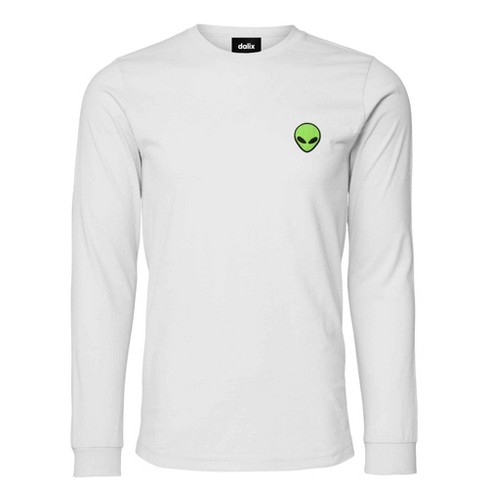 Dalix Alien Embroidered Cotton Classic Fit Long Sleeve Crewneck Tee ...