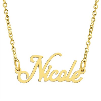 Kisper 18k Gold Plated Stainless Steel Personalized Name Pendant ...