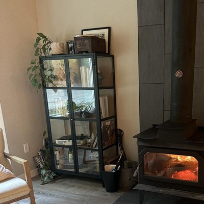 60" Crystal Cove Glass Cabinet Black - Threshold™ Designed With Studio ...