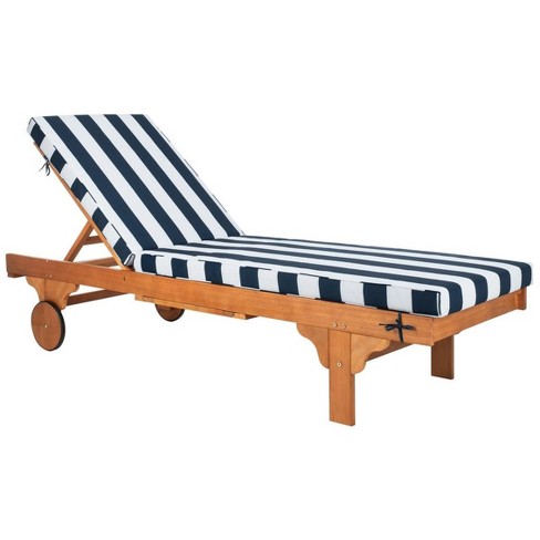 Newport Chaise Lounge Chair With Side Table - Natural/navy Striped ...