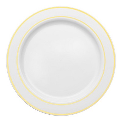 Smarty Had A Party 9" White With Gold Edge Rim Plastic Buffet Plates ...