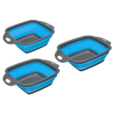 Unique Bargains Collapsible Colander Set Silicone Square Foldable ...
