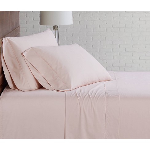 Cannon Split King 5pc Solid Percale Sheet Set Blush: 100% Cotton, 200 ...