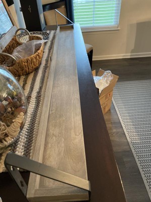 48" Solid Wood Ledge Wall Shelf With Rustic Metal Bracket Driftwood ...