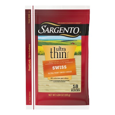 Sargento Ultra Thin Natural Swiss Cheese Slices - 6.84oz/18 Slices : Target