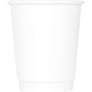 Karat 8oz Double-Wall Insulated Paper Coffee Cups, White Disposable Hot ...