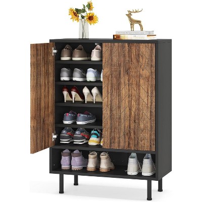 Tribesigns 7-tier Wooden Shoe Cabinet, Black & Brown : Target