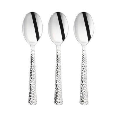 Smarty Had A Party Shiny Metallic Silver Hammered Plastic Spoons (1000 ...