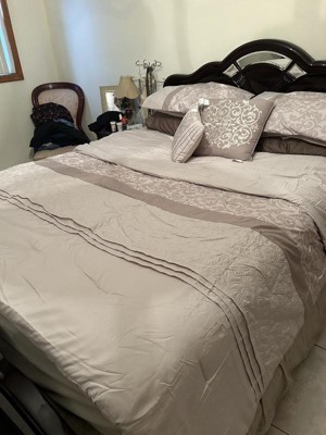 510 Design 8pc King Casey Embroidered Comforter Set Neutral: Microfiber ...