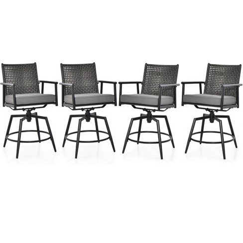 Tangkula Patio Swivel Bar Stools Set Of 4 Outdoor Counter Height Bar Chairs W Pe Rattan Back Target