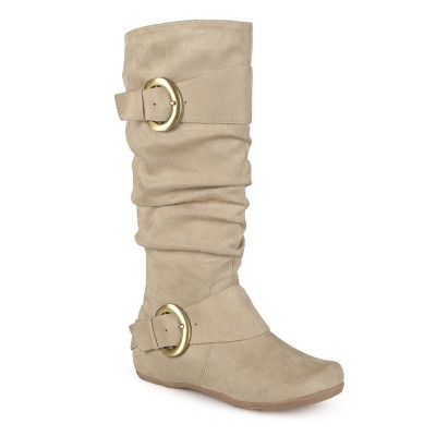 Journee Collection Womens Jester-01 Hidden Wedge Riding Boots, Stone 7 ...