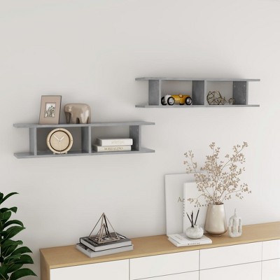 vidaXL Wall Shelves 2 pcs Concrete Gray 35.4 in.x7.1 in.x7.9 in ...