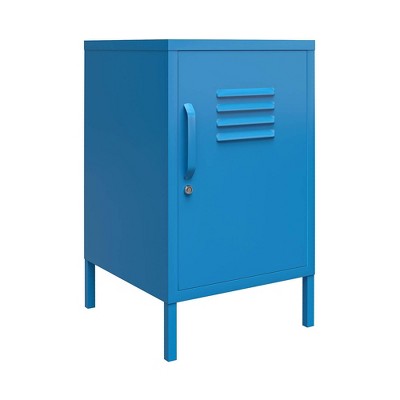 Cache Metal Locker End Table Bright Blue Novogratz Industrial Style Rectangle Shape 2 Shelves Metal Frame Target