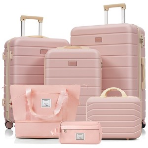 6-Piece Hardside Luggage Set with TSA Lock, 14/20/24/28 Inch Spinner ...
