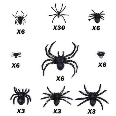 Nifti Nest 72 PCS 69 Plastic Black Spiders & 3 Spiderwebs : Target