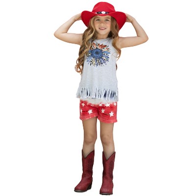 American Flower Denim Shorts Set Mia Belle Girls : Target