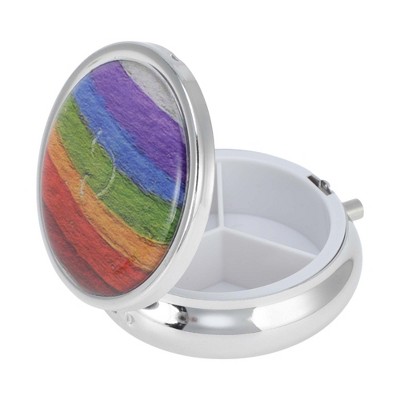 Unique Bargains Rainbows Print Pill Box Silver Tone Assorted Color 1 Pc ...