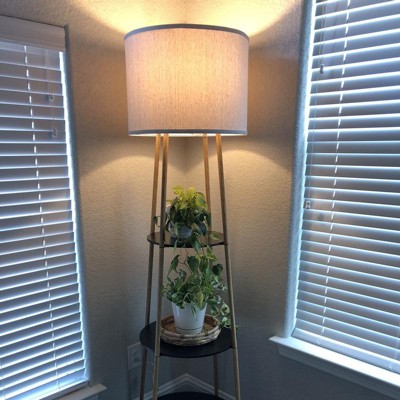 Floor Lamp With Shelves Black/natural - Threshold™ : Target