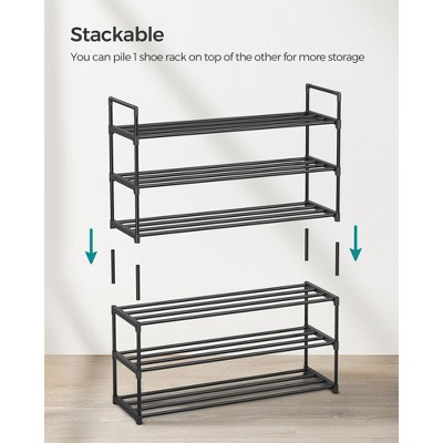 3-Tier Metal Shoe Rack Organizer, Stackable Shoe Shelf Holds 12-15 ...
