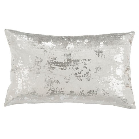 Edmee Metallic Pillow - Light Grey/silver - 12" X 20" - Safavieh : Target