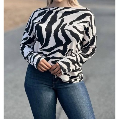 Women's Zebra Print Sweater - Clara Sunwoo L : Target