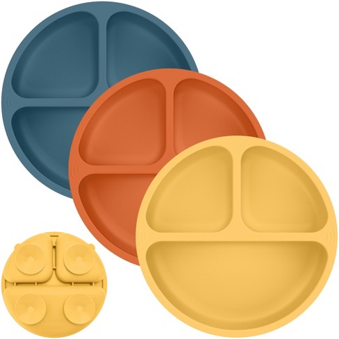 3-pack Prep Suction Plates For Baby, 100% Silicone Toddler Plates, Bpa ...