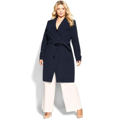 City Chic | Women's Plus Size Coat Mia - Navy - 12 Plus : Target