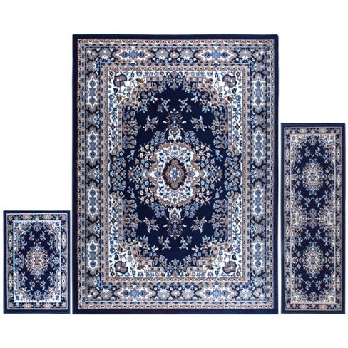 Home Dynamix Ariana Ksara Traditional Medallion Border Area Rug, Navy ...