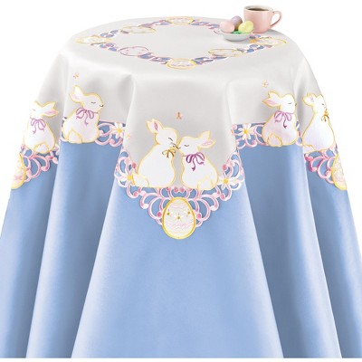 Collections Etc Faux Suede Kissing Bunnies Easter Table Linens Square White : Target