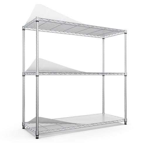 3 Tier Wire Shelving Unit, 1050 Lbs Nsf Height Adjustable Metal Garage ...