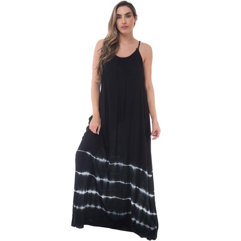 Riviera Sun Womens Maxi Dress Tie Die Spaghetti Strap Long Sundress ...