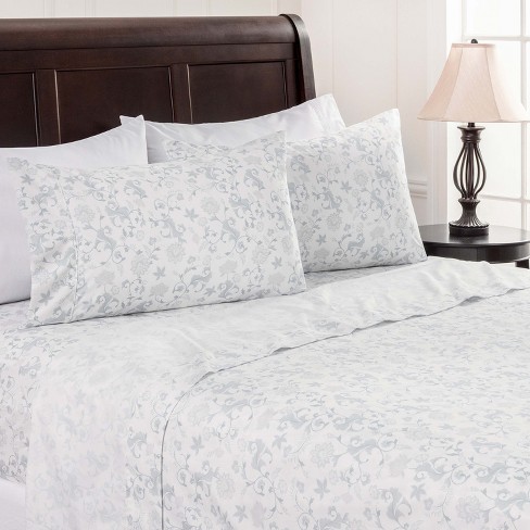 Chanasya Floral Print Microfiber Sheet Set - 4-piece Set, Blue, King ...