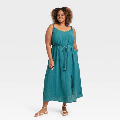 Women's Long Sleeve Cinch Waist Maxi Shirtdress - Universal Thread ...