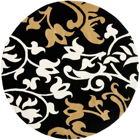 Soho Soh760 Hand Tufted Round Contemporary Area Rug - Black - 6' Round ...