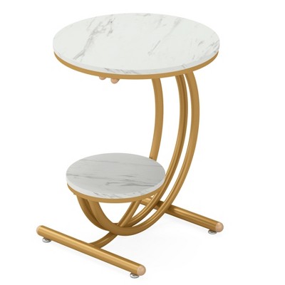 Tribesigns Modern 2-tier Shelf Side Table White & Gold : Target