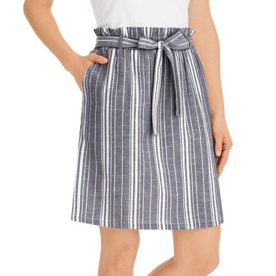 Collections Etc Striped Tie Waist Skort X-large Grey Female : Target